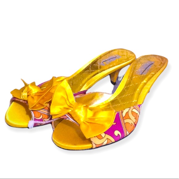 Shoes | New Gold Yellow Bow Slide In Womens Shoes 7 | Poshmark